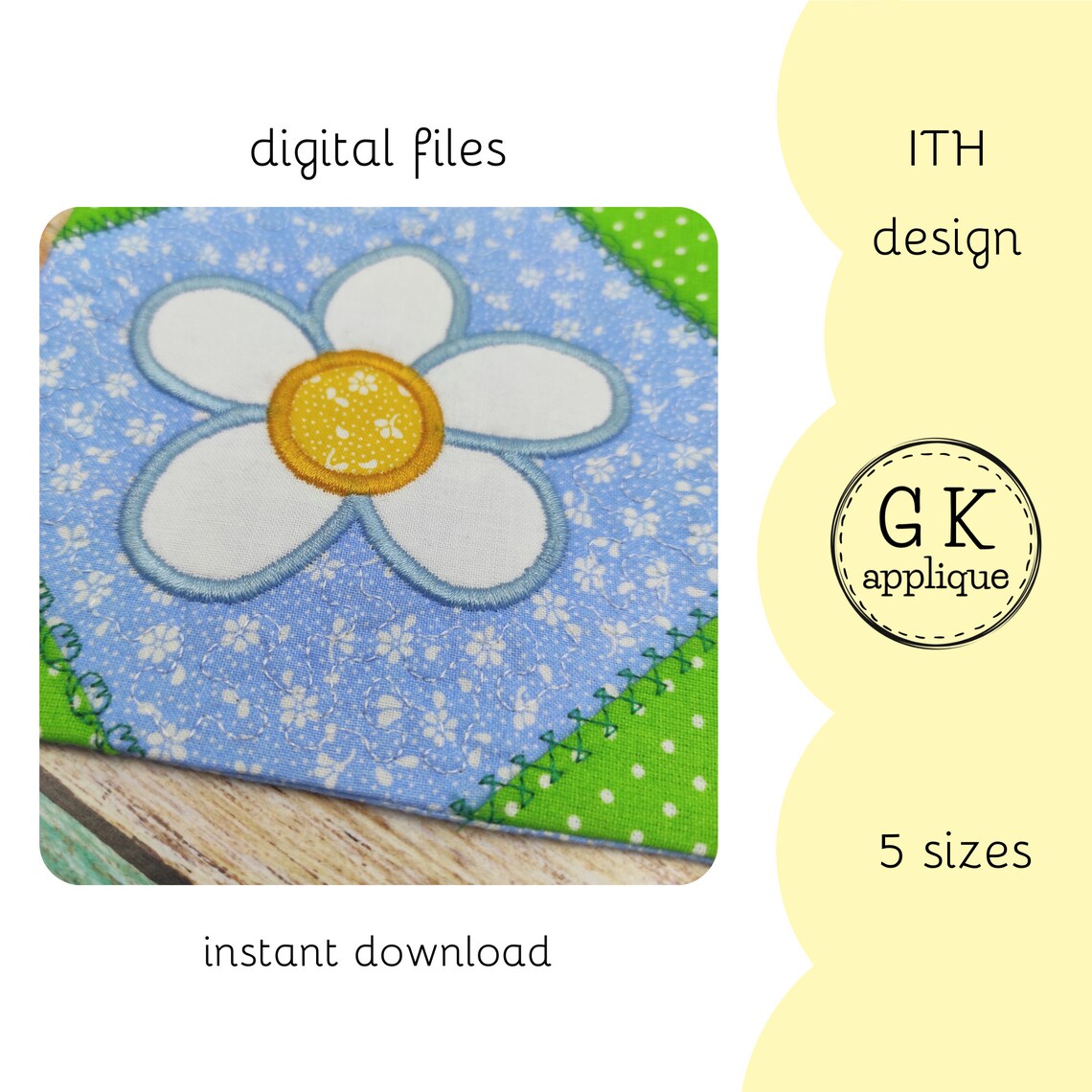 ITH Spring Flower Mug Rug Design. ITH Easter Embroidery | Etsy