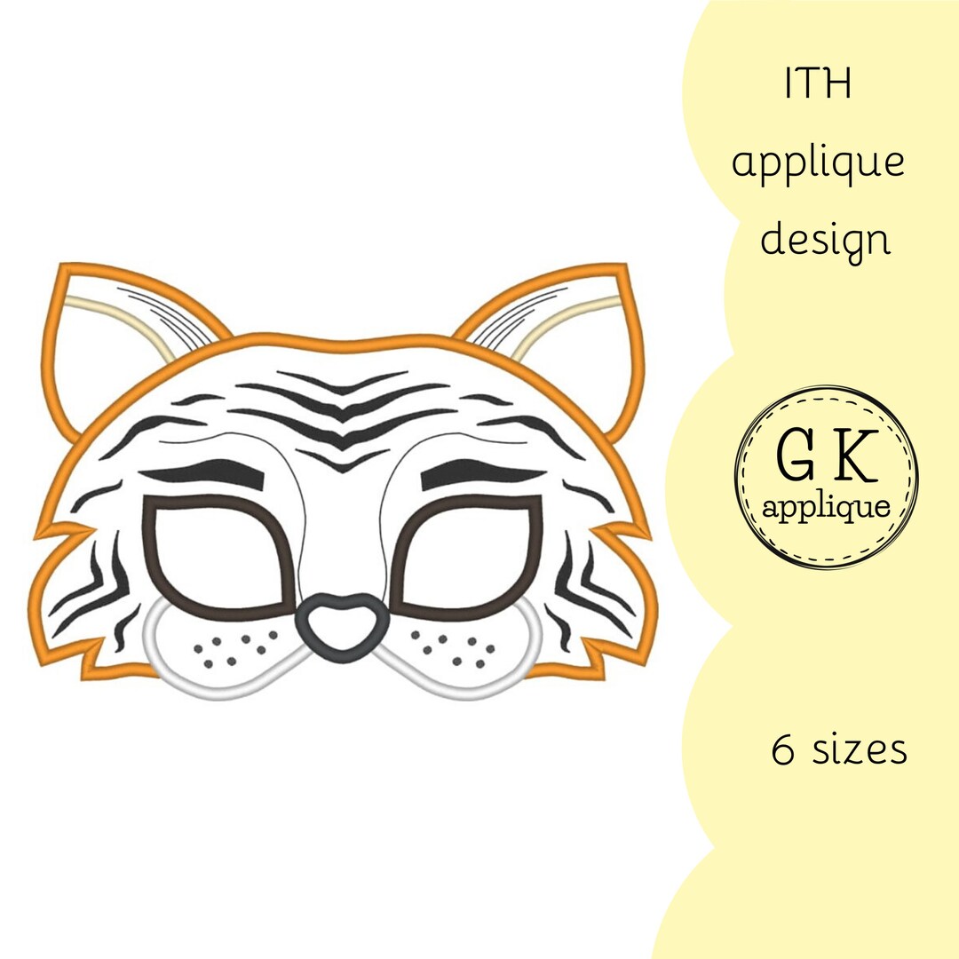 ITH Tiger Mask Applique Pattern. Animal Mask Machine Embroidery Design ...