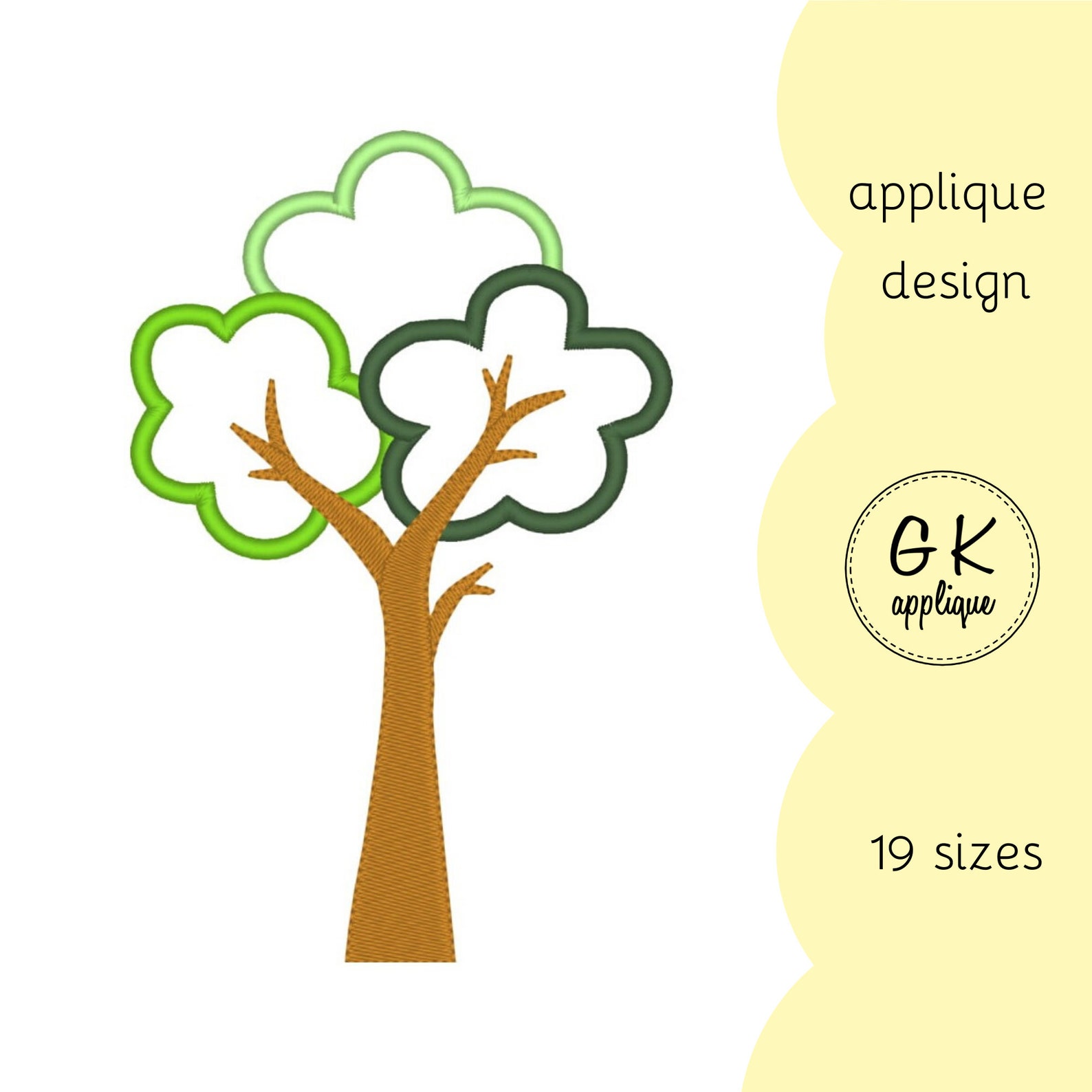 Tree Applique Design. Machine Embroidery Pattern. | Etsy