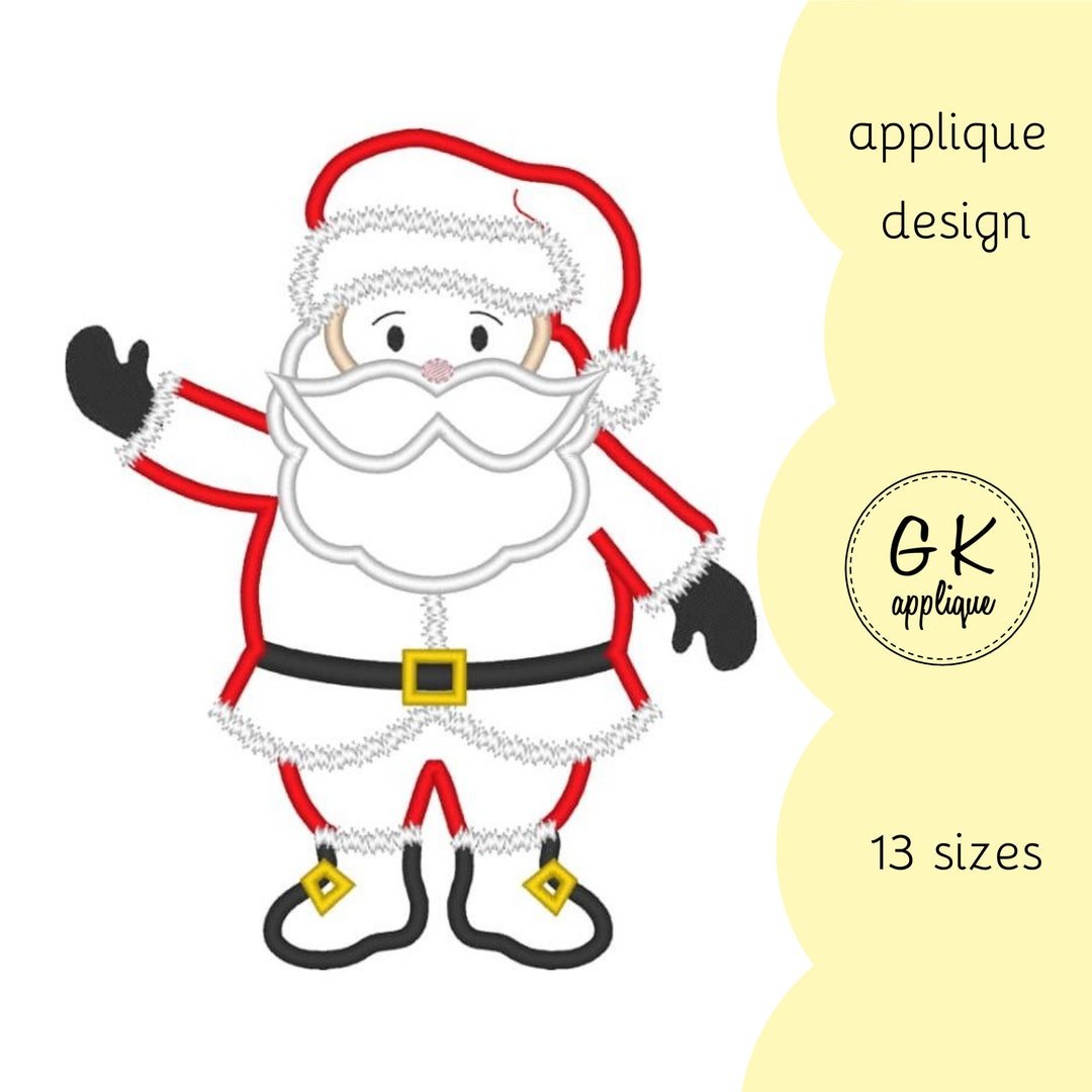 Santa Claus Applique Design. Christmas Machine Embroidery Design. - Etsy