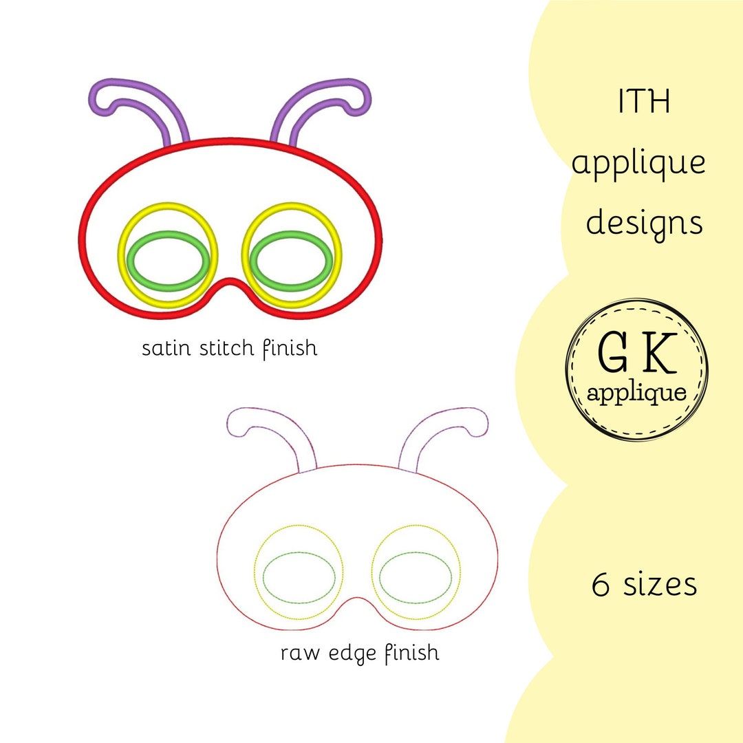 ITH Caterpillar Masks - Set of Two Applique Designs. Satin Stitch or ...