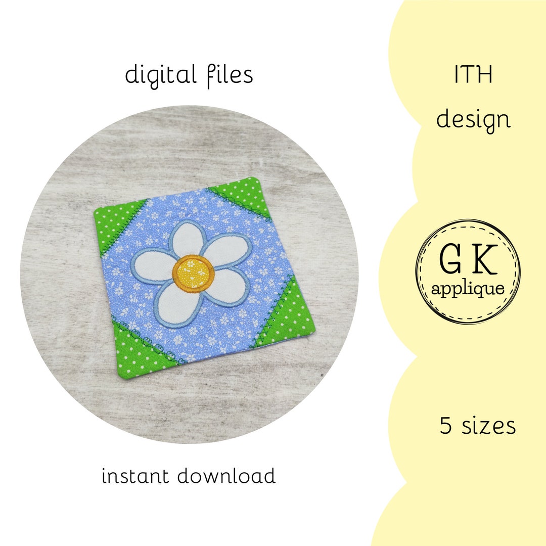 ITH Spring Flower Mug Rug Design. ITH Easter Embroidery Design. ITH Mug ...