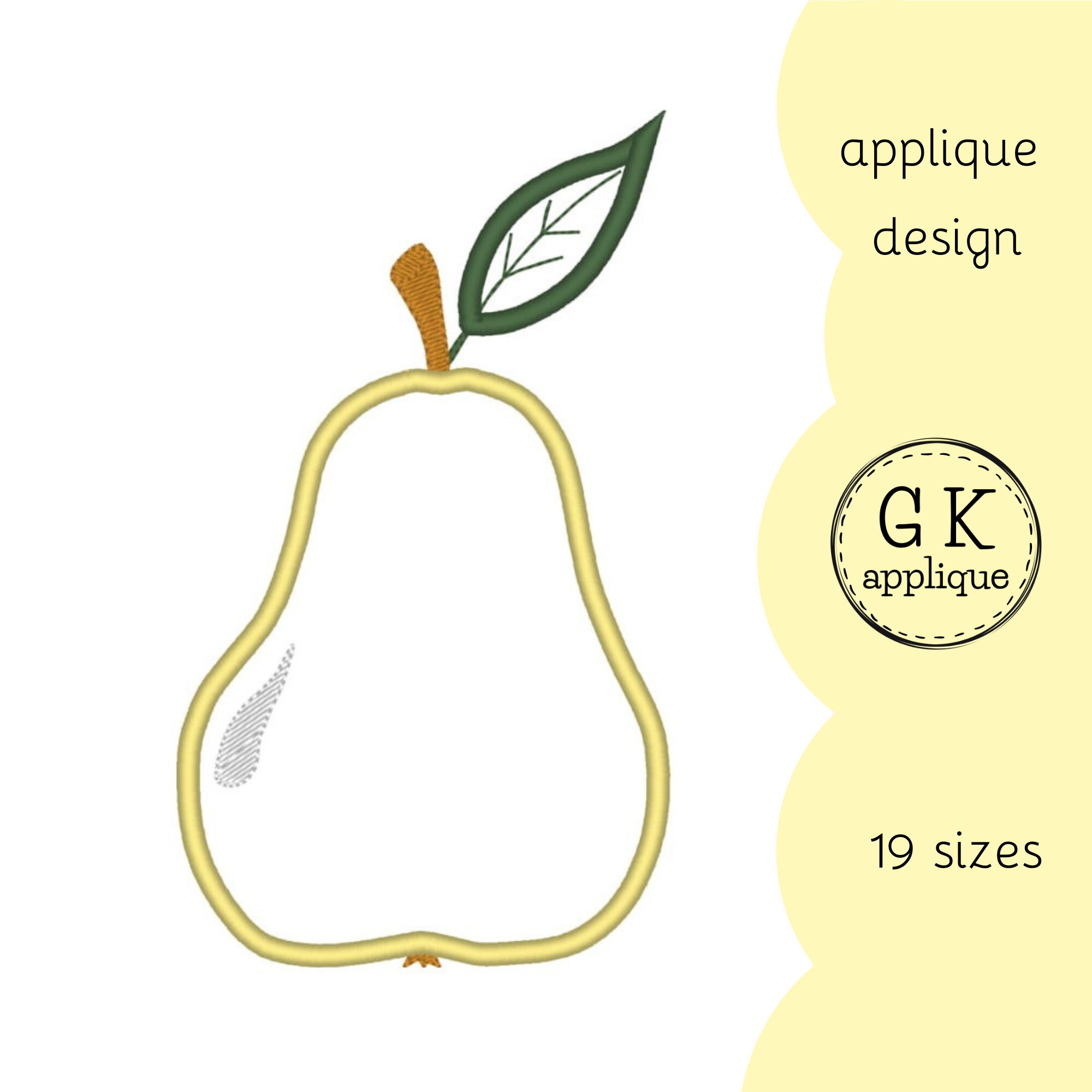 Pear Applique Design. Fruit Machine Embroidery Design. - Etsy