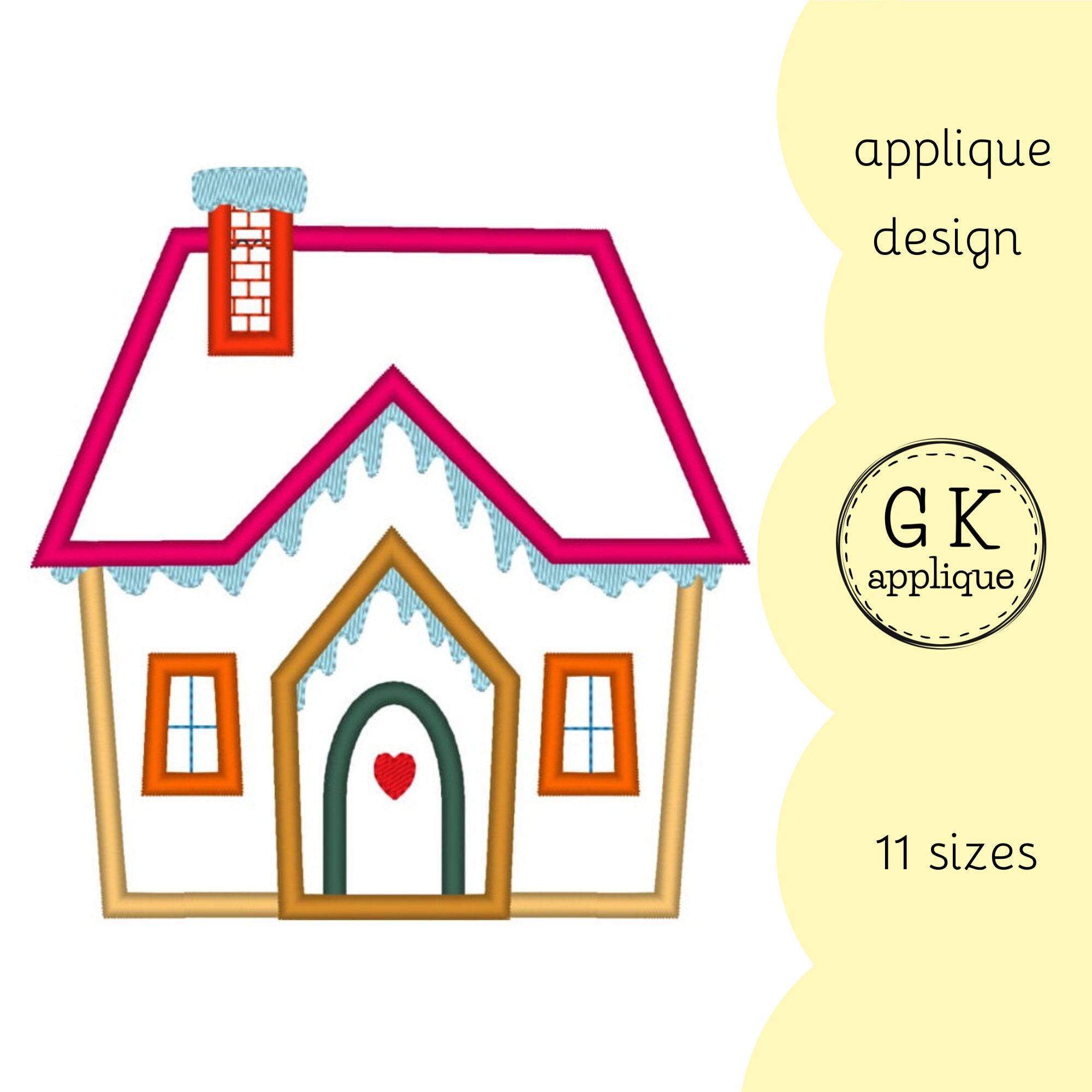Gingerbread House Applique Design. Christmas House Applique. - Etsy