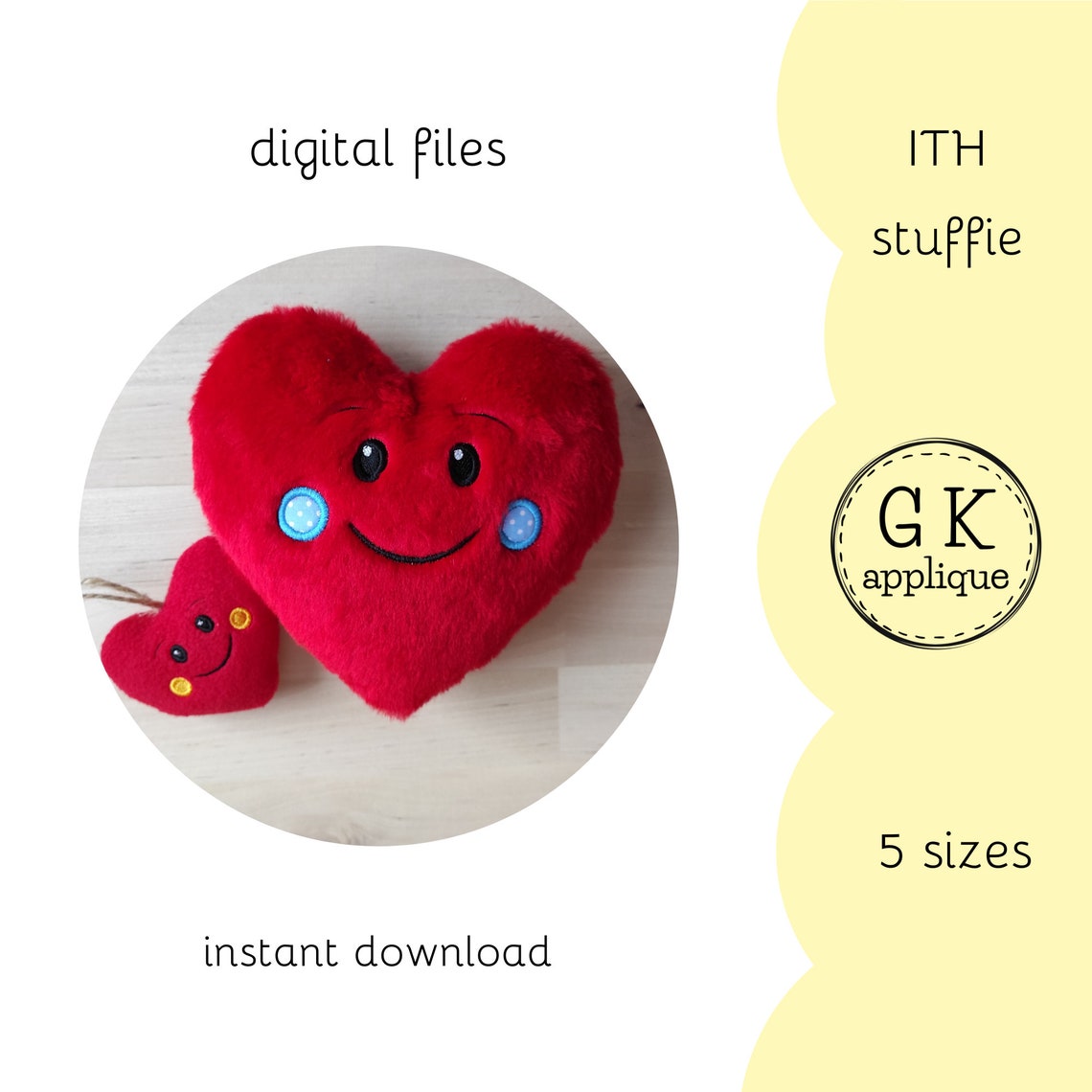 ITH Heart Stuffies a Set of Four in the Hoop Soft Toy | Etsy