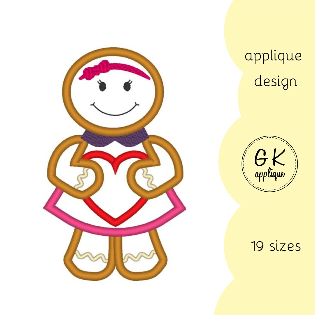 Gingerbread Girl Applique Pattern. Christmas Applique Design. Machine ...