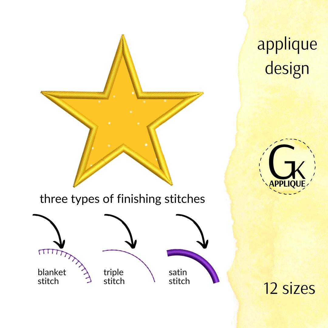 Star Applique Design. Shape Applique Pattern. Frame Applique. Star ...