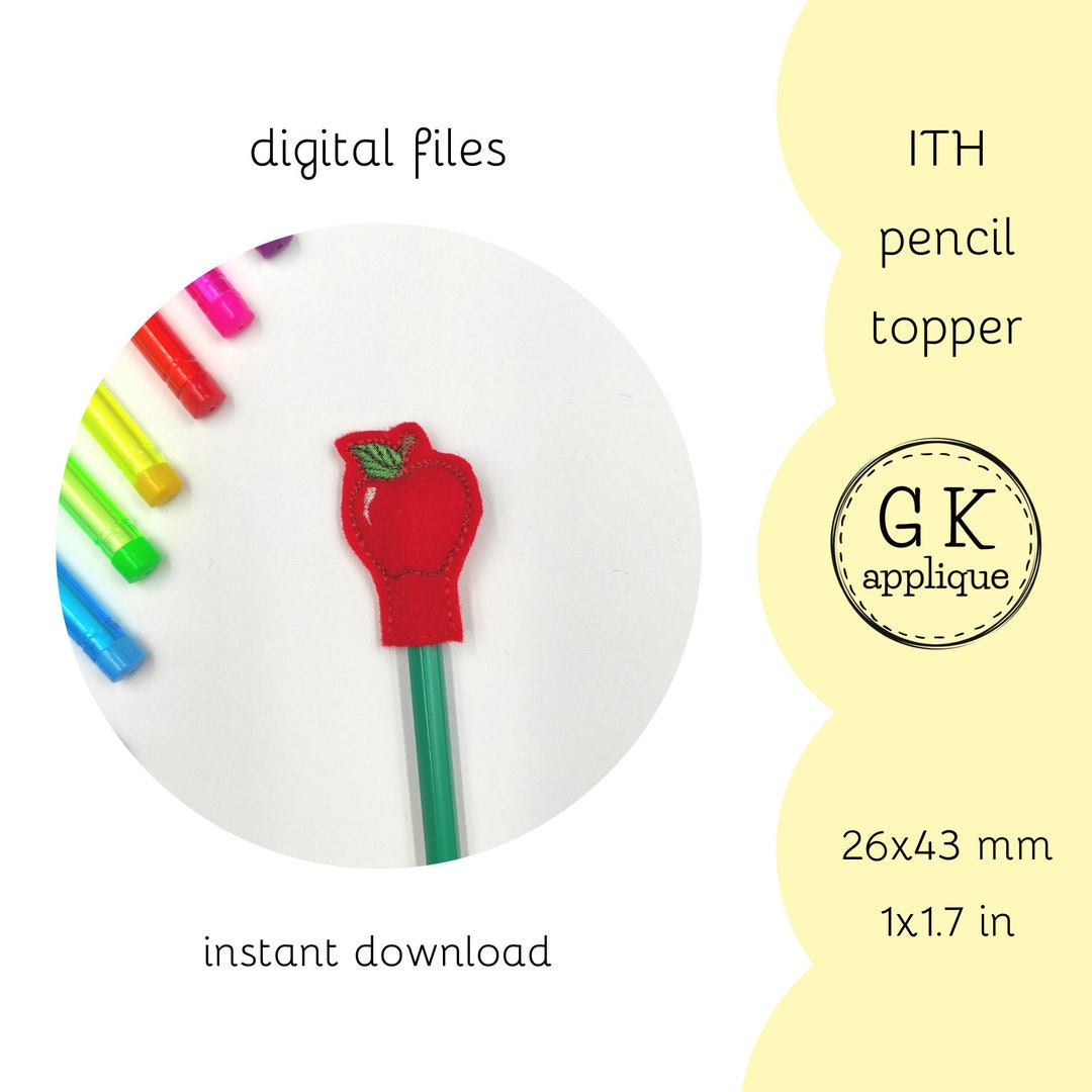 ITH Apple Pencil Topper Design. ITH Pencil Topper. in the Hoop Fruit ...