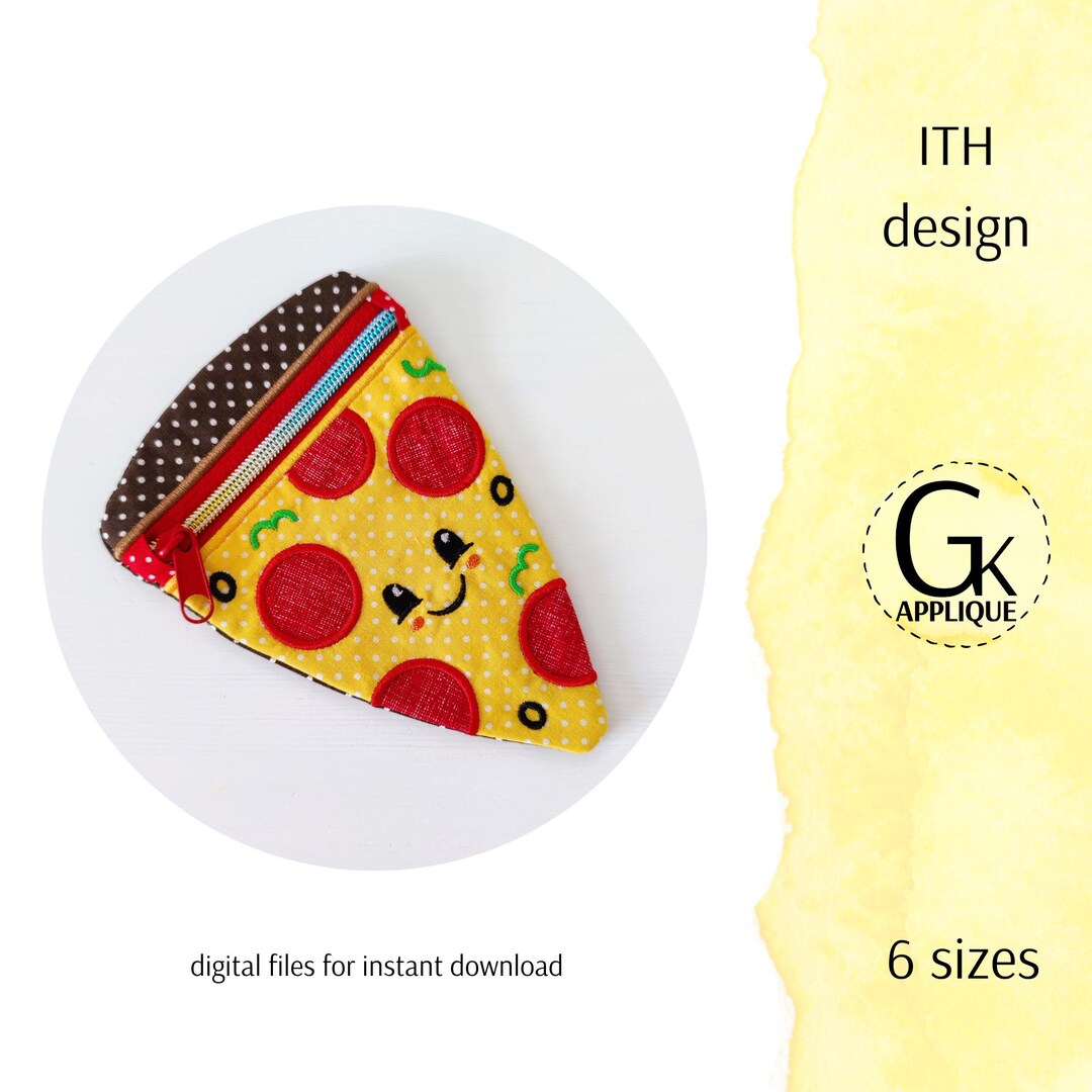 ITH Pizza Zipper Bag Design. Fully Lined. in the Hoop Pizza Zipper ...