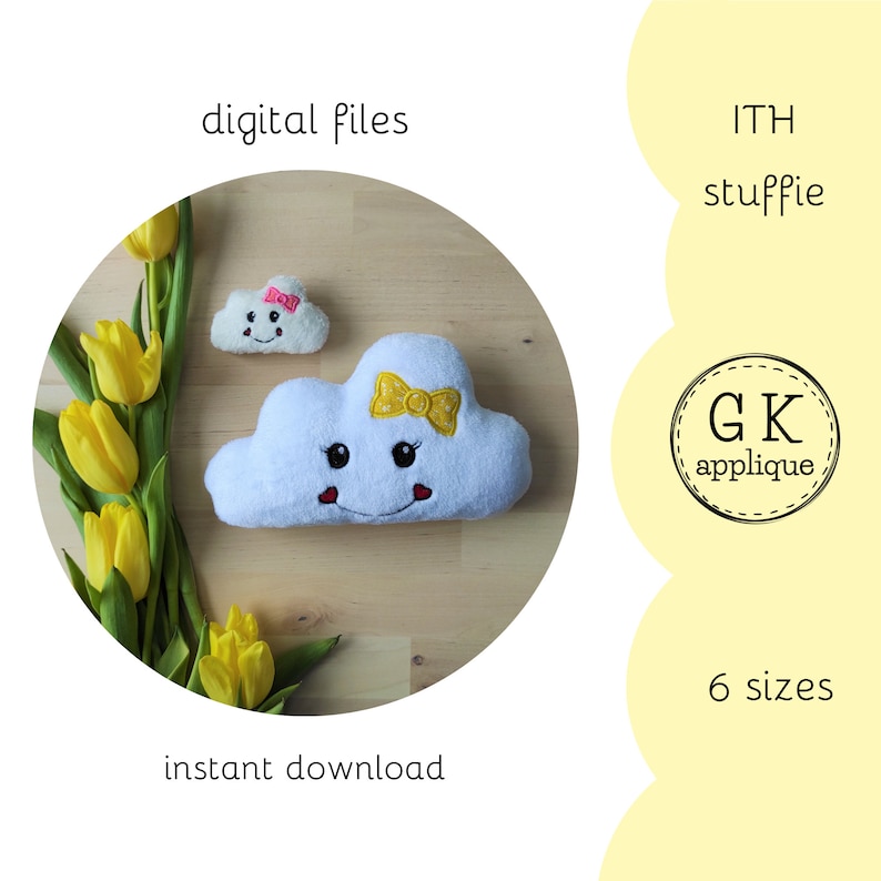 ITH Cloud stuffie. In the hoop softie design. Cloud machine | Etsy