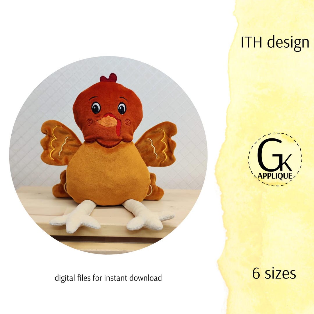 Tony the Turkey ITH Stuffie Design. Turkey Soft Toy ITH Pattern. in the ...