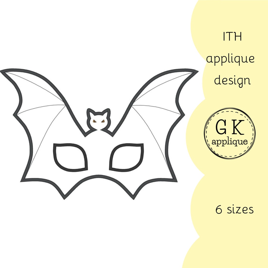 ITH Bat Mask Applique Design. Halloween Mask Machine Embroidery Pattern ...