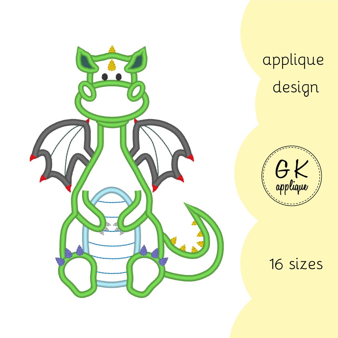 Dragon Applique Design. Machine Embroidery Design. - Etsy