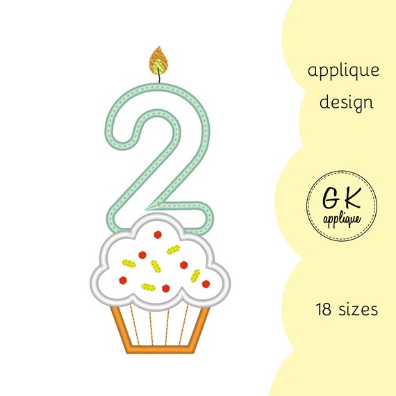 Cupcake Candle Applique Design Number 2. Machine Embroidery | Etsy