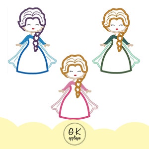 Snow Princess Applique. Ice Queen Applique. Princess Embroidery Design ...