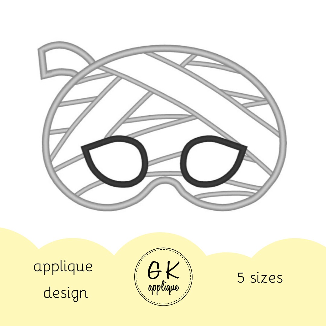 ITH Mummy Mask Applique Design. Halloween Mask Embroidery Design. in ...