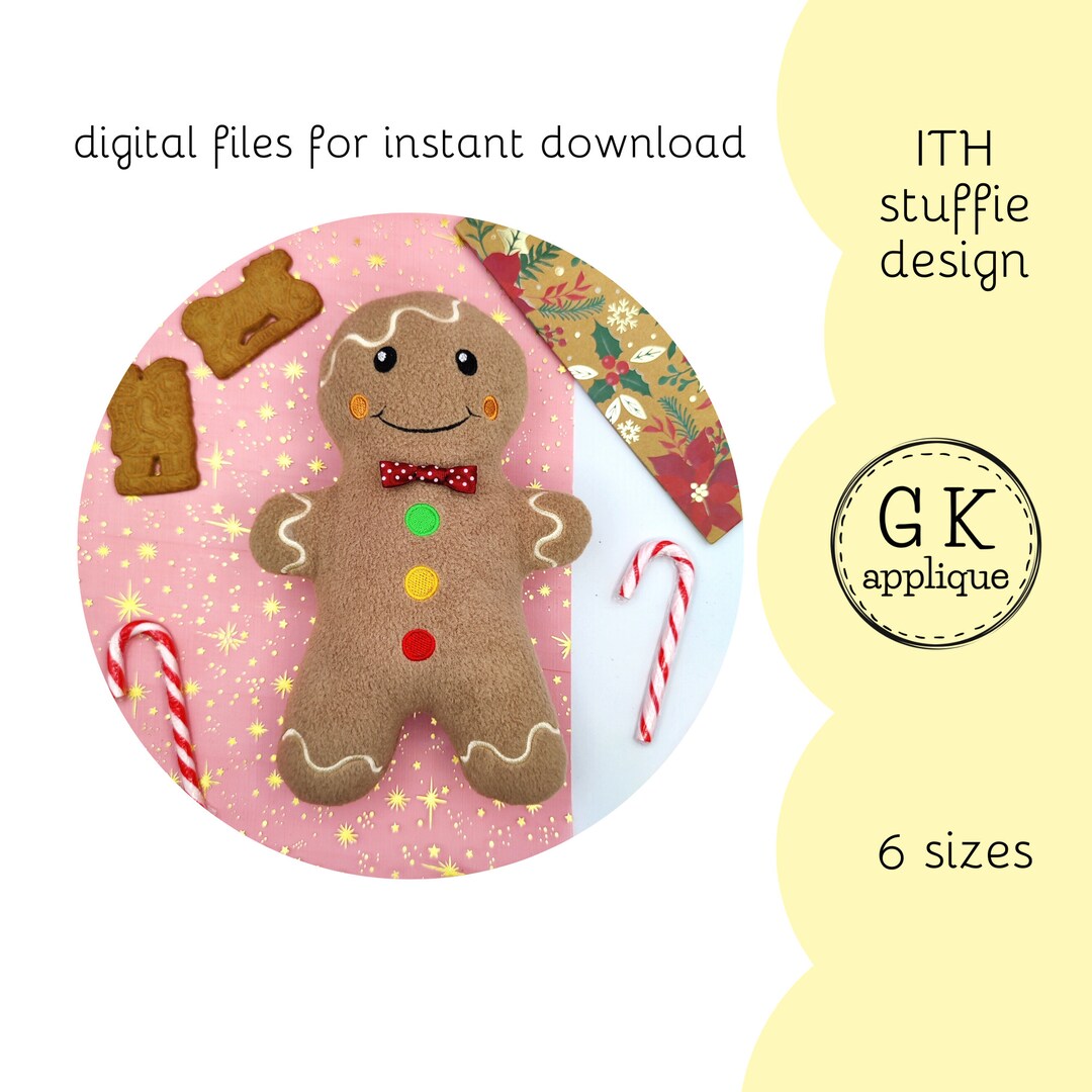 ITH Gingerbread Man Stuffie Design. in the Hoop Plushie. ITH Winter ...