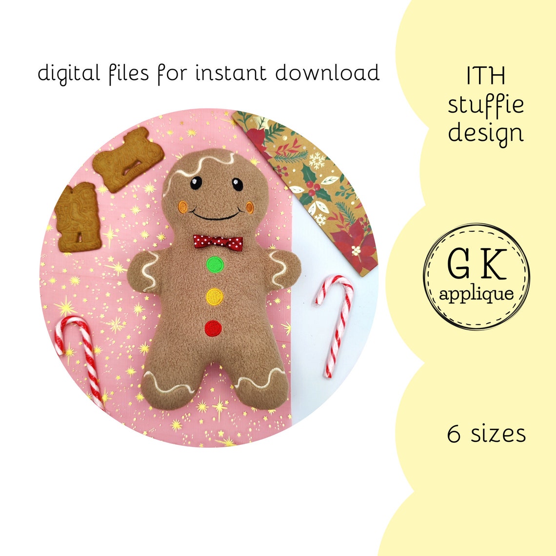 ITH Gingerbread Man Stuffie Design. in the Hoop Plushie. ITH Winter ...