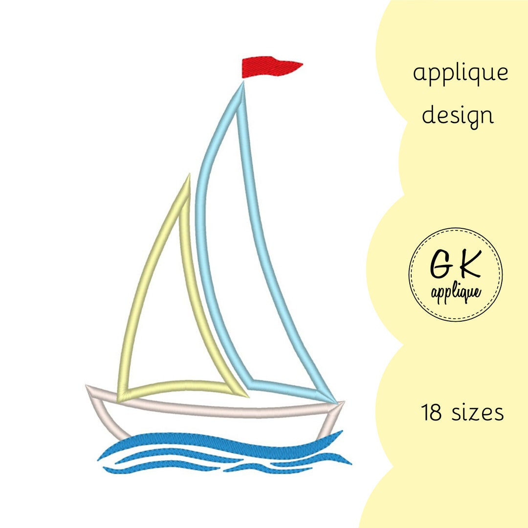 Sailing Boat Applique Design. Sailboat Machine Embroidery Pattern. - Etsy