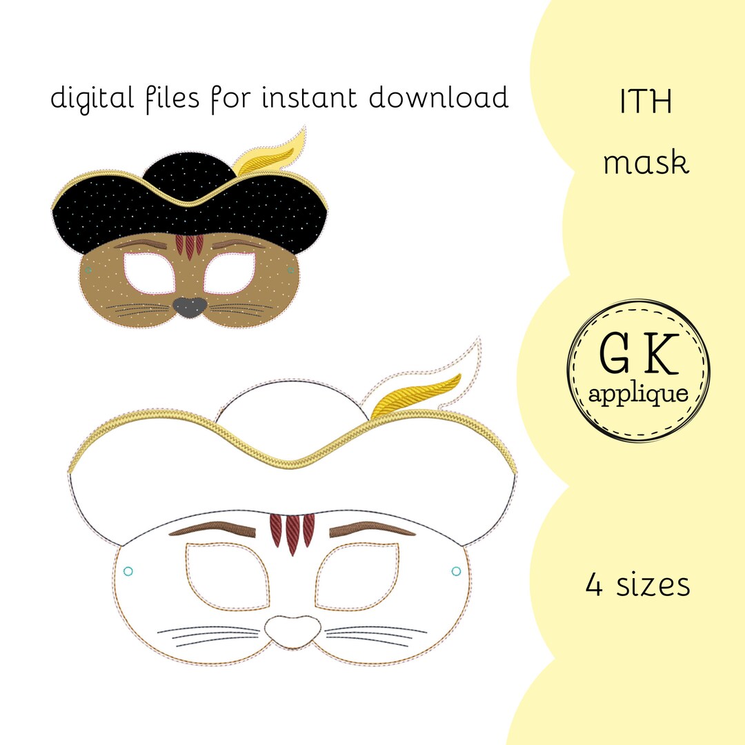 ITH Puss in Boots Mask Design. ITH Fairy Tale Pretend Mask Pattern ...