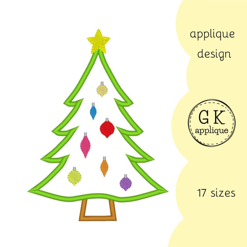 Christmas Tree Applique Design. Xmas Machine Embroidery - Etsy