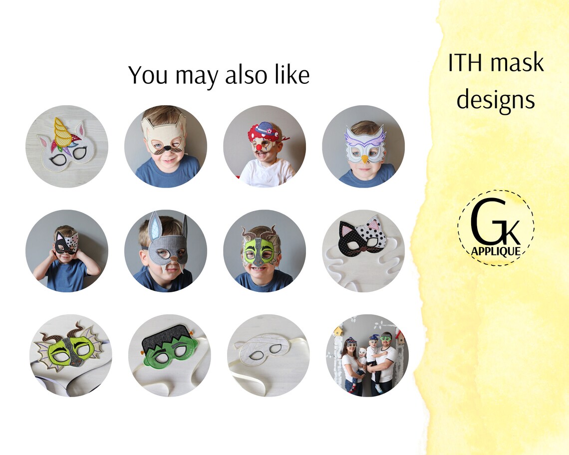 ITH Chick Mask Design. ITH Farm Animal Mask Embroidery Design. Pretend ...
