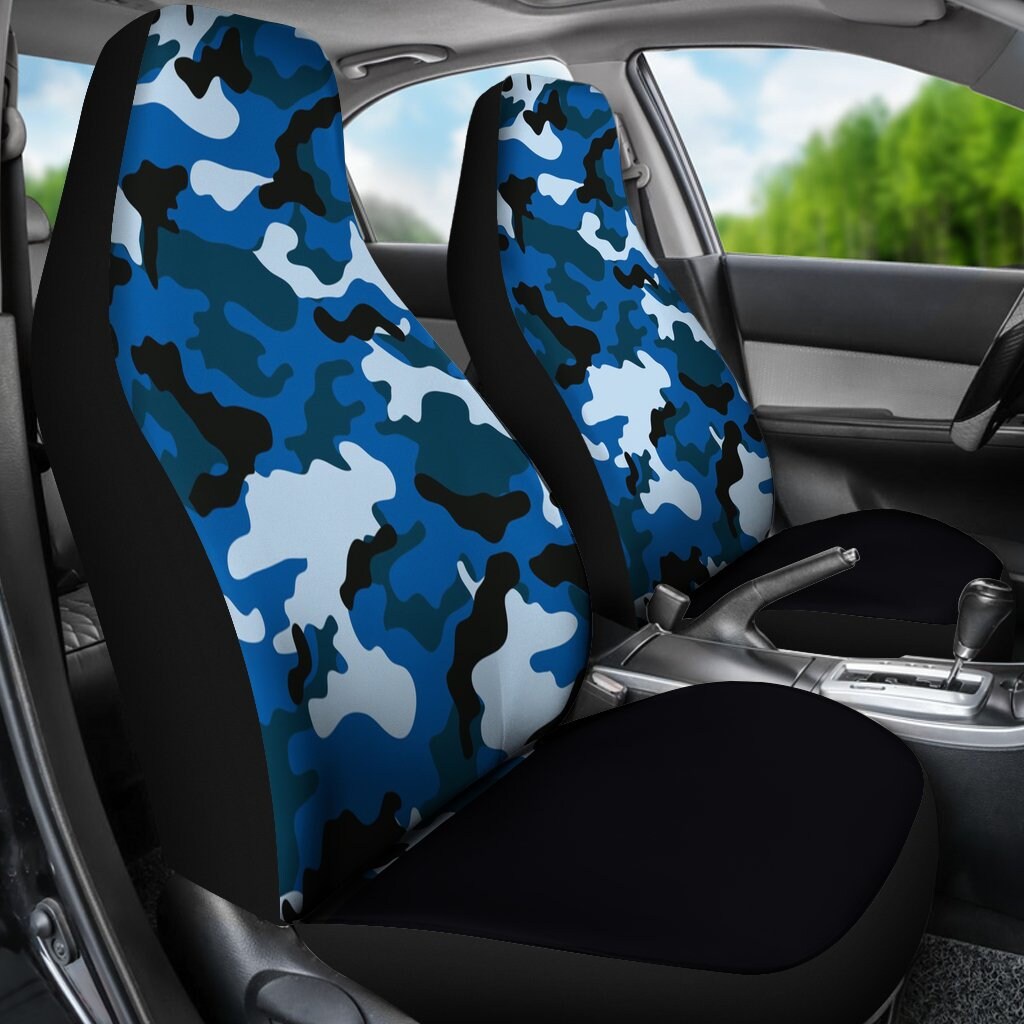 Blue Camouflage Seat Covers Pair | Etsy
