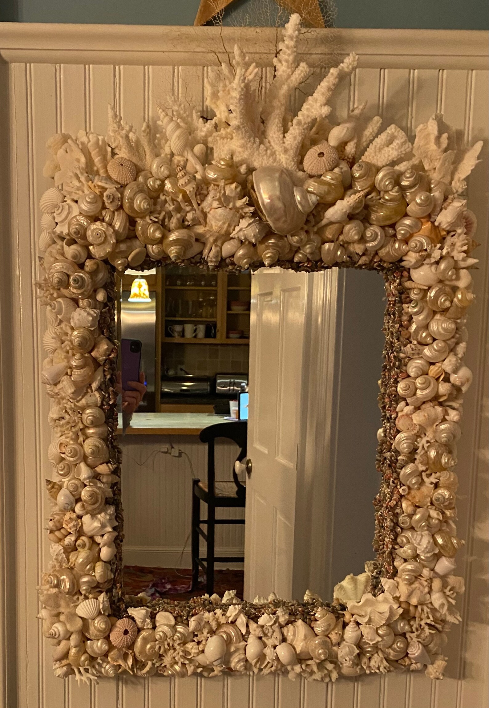 White Pearlized Seashell Mirror - Etsy
