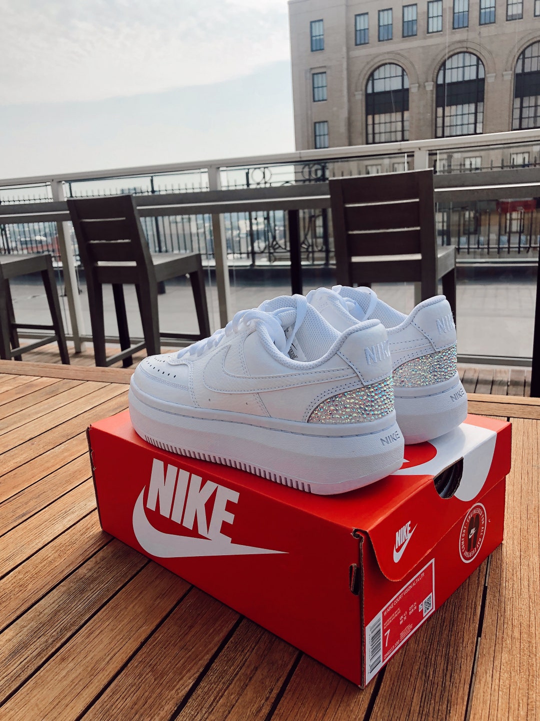 Nike Platform Court Rhinestone Sneakers - Etsy