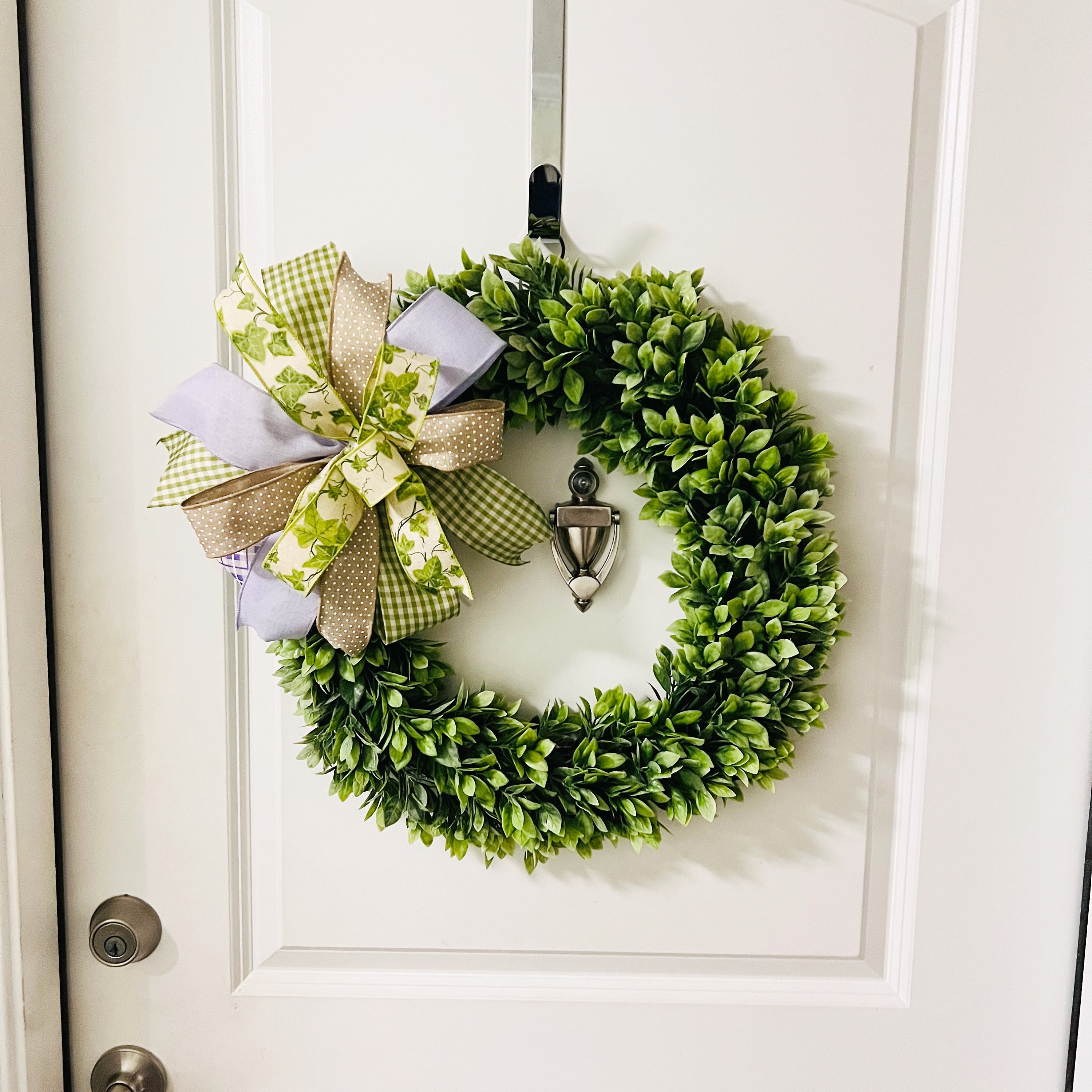 Neutral Green Ivy Vine Bow for Front Door Wreath, Lantern Bow, Spring ...