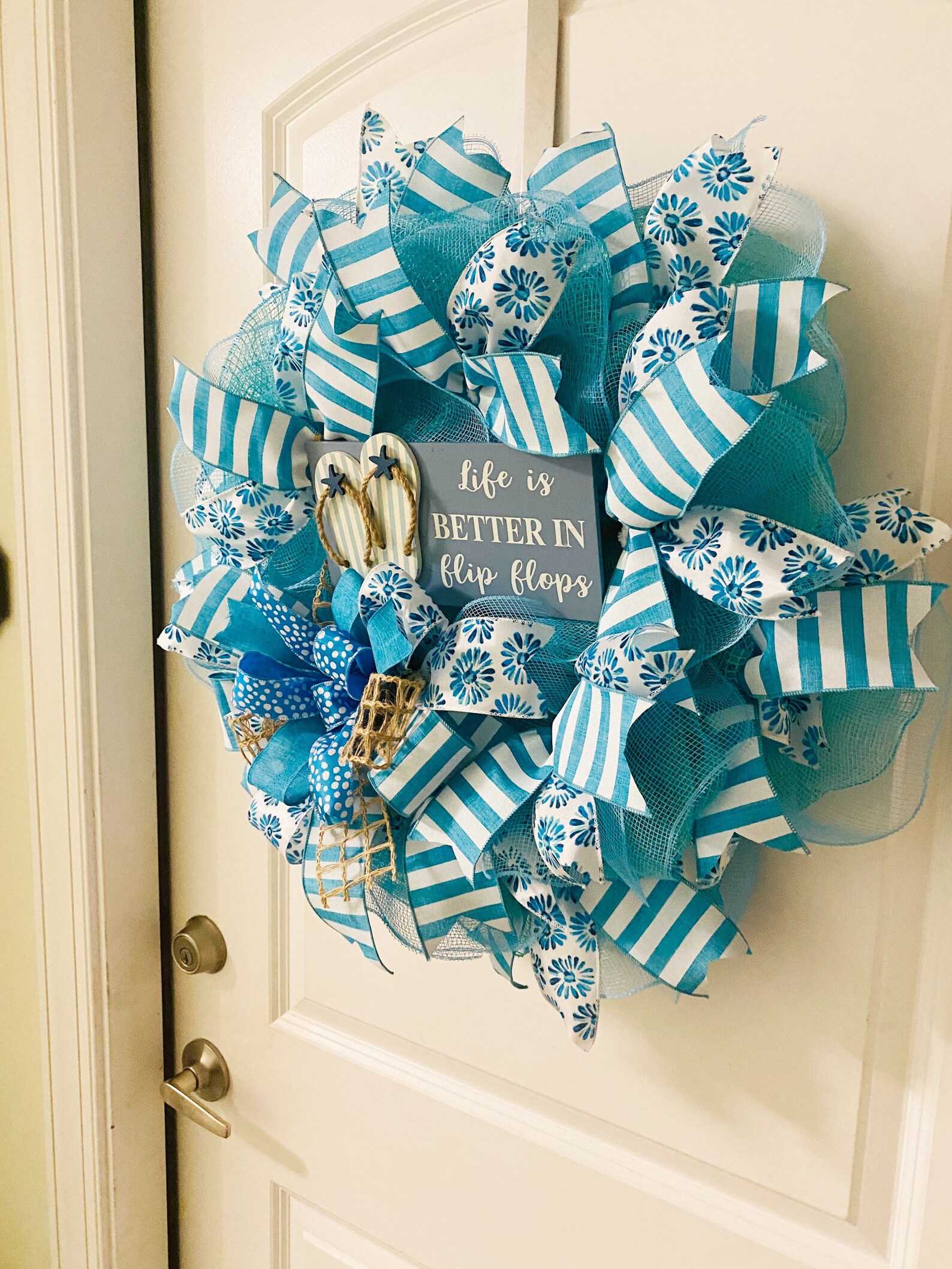 Life is Better in Flip Flops, Beach Wreath for Front Door, Coastal ...