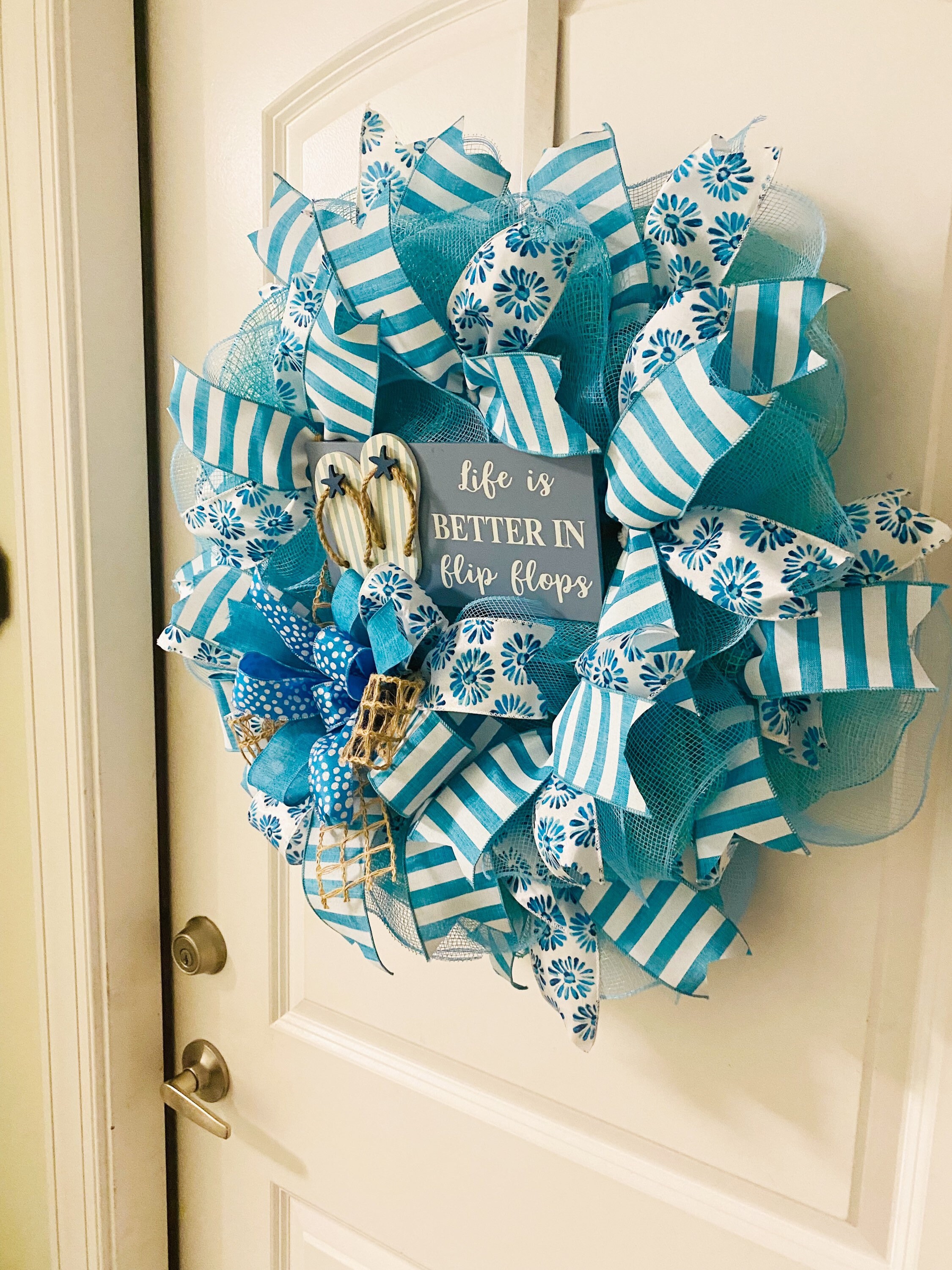 Life is Better in Flip Flops, Beach Wreath for Front Door, Coastal ...