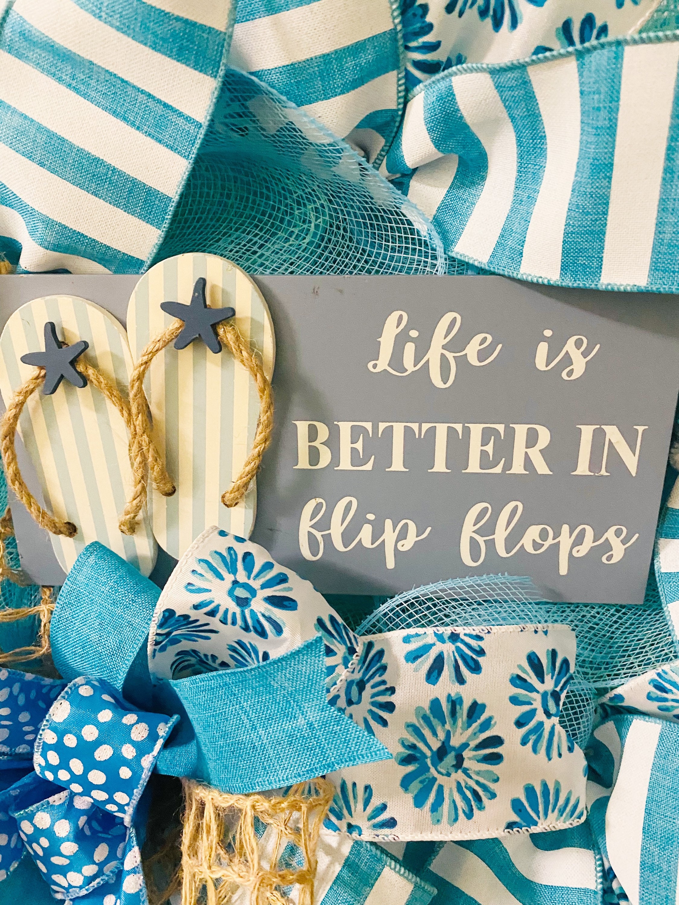Life is Better in Flip Flops, Beach Wreath for Front Door, Coastal ...