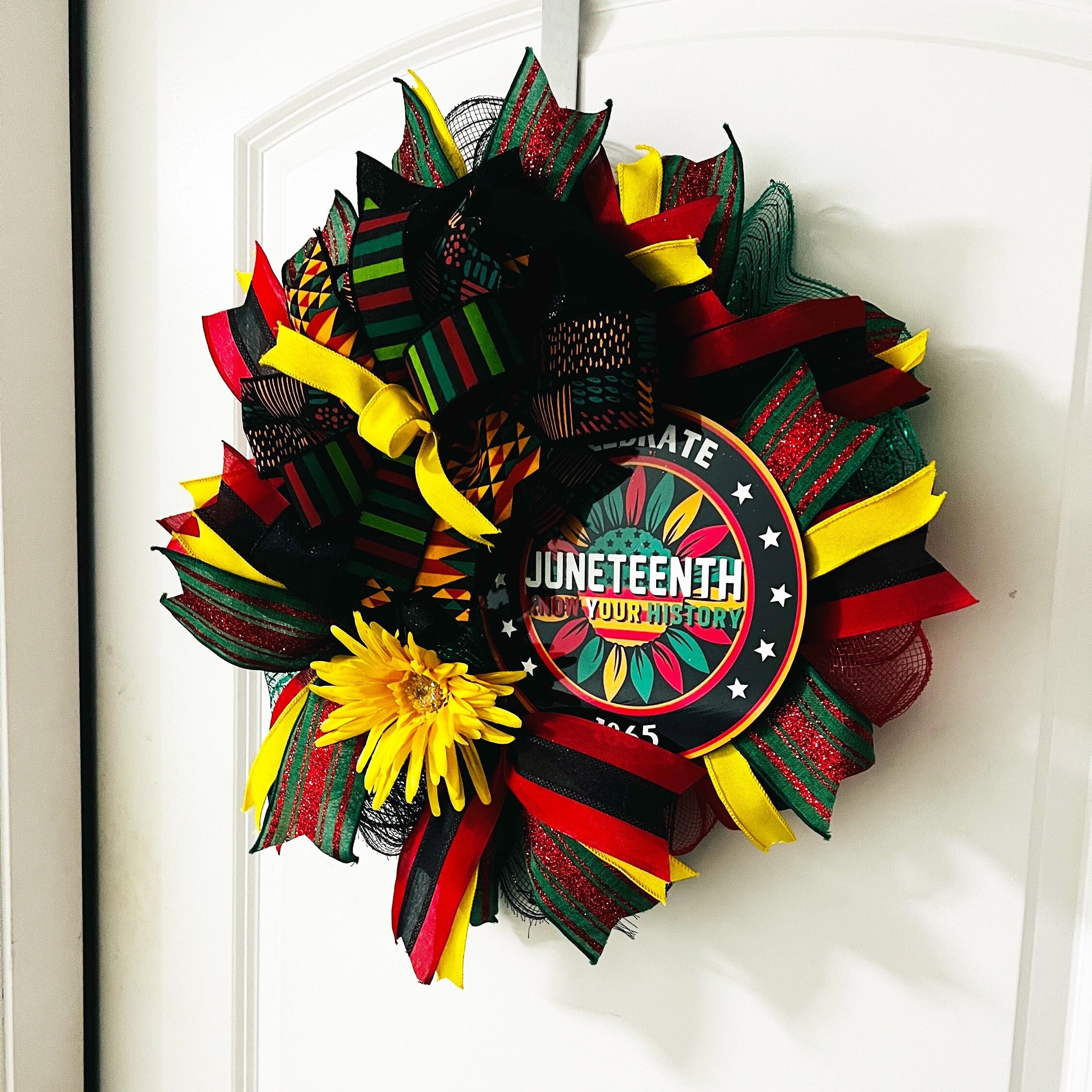 Juneteenth Celebration Wreath, Juneteenth Front Door Decor, Black ...