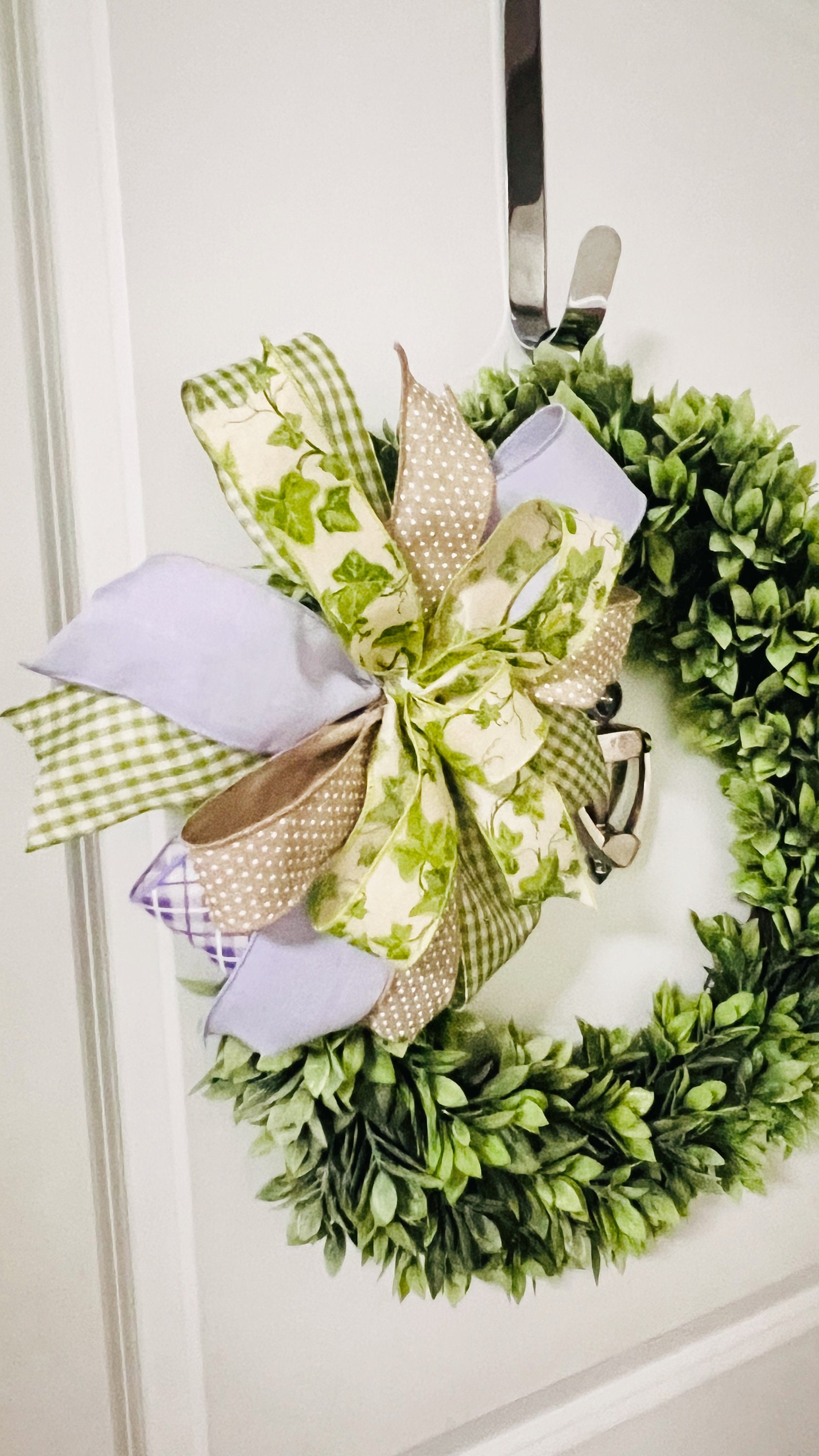 Neutral Green Ivy Vine Bow for Front Door Wreath, Lantern Bow, Spring ...