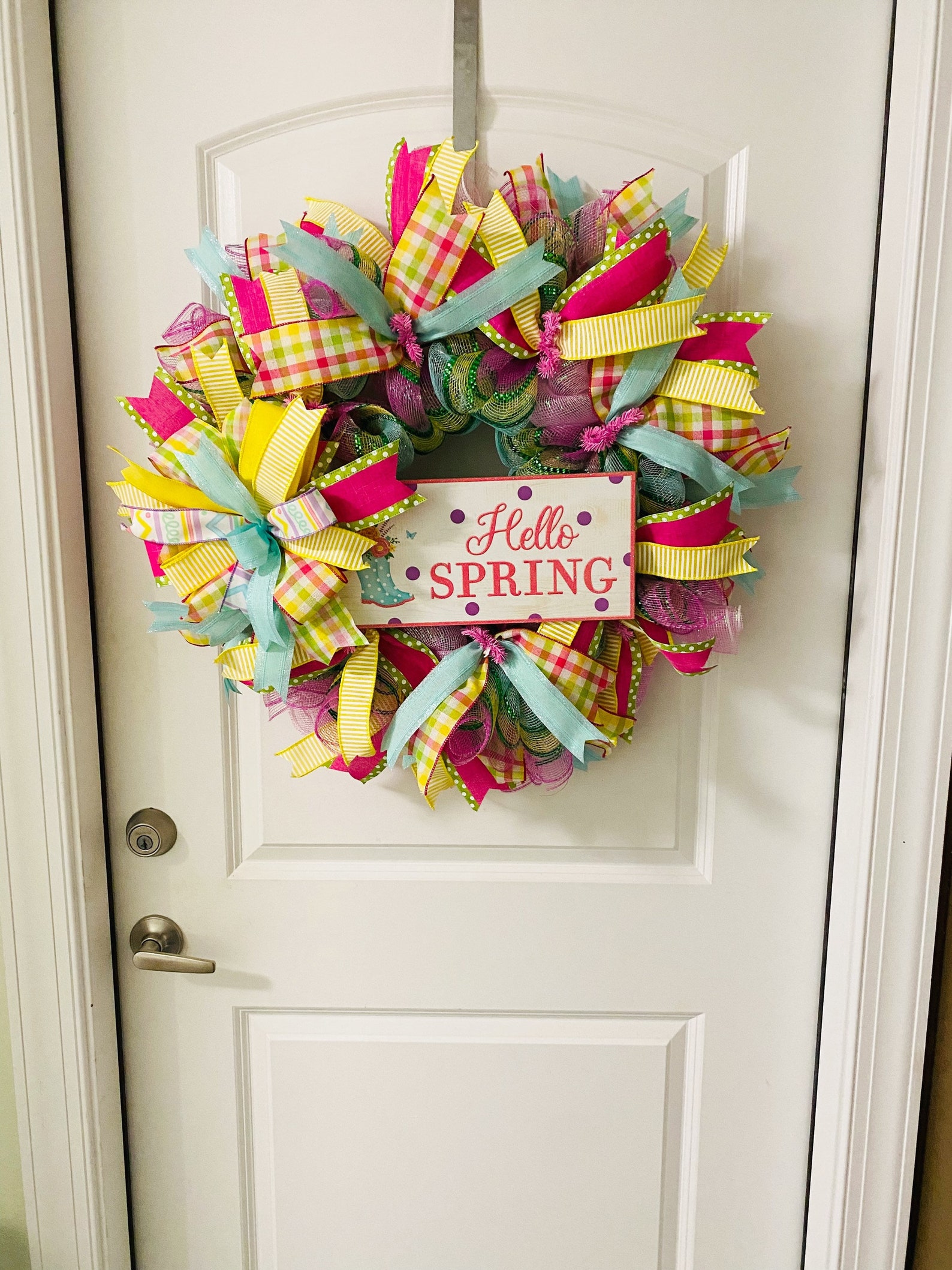 Hello Spring Wreath for Front Door Welcome Spring Spring - Etsy