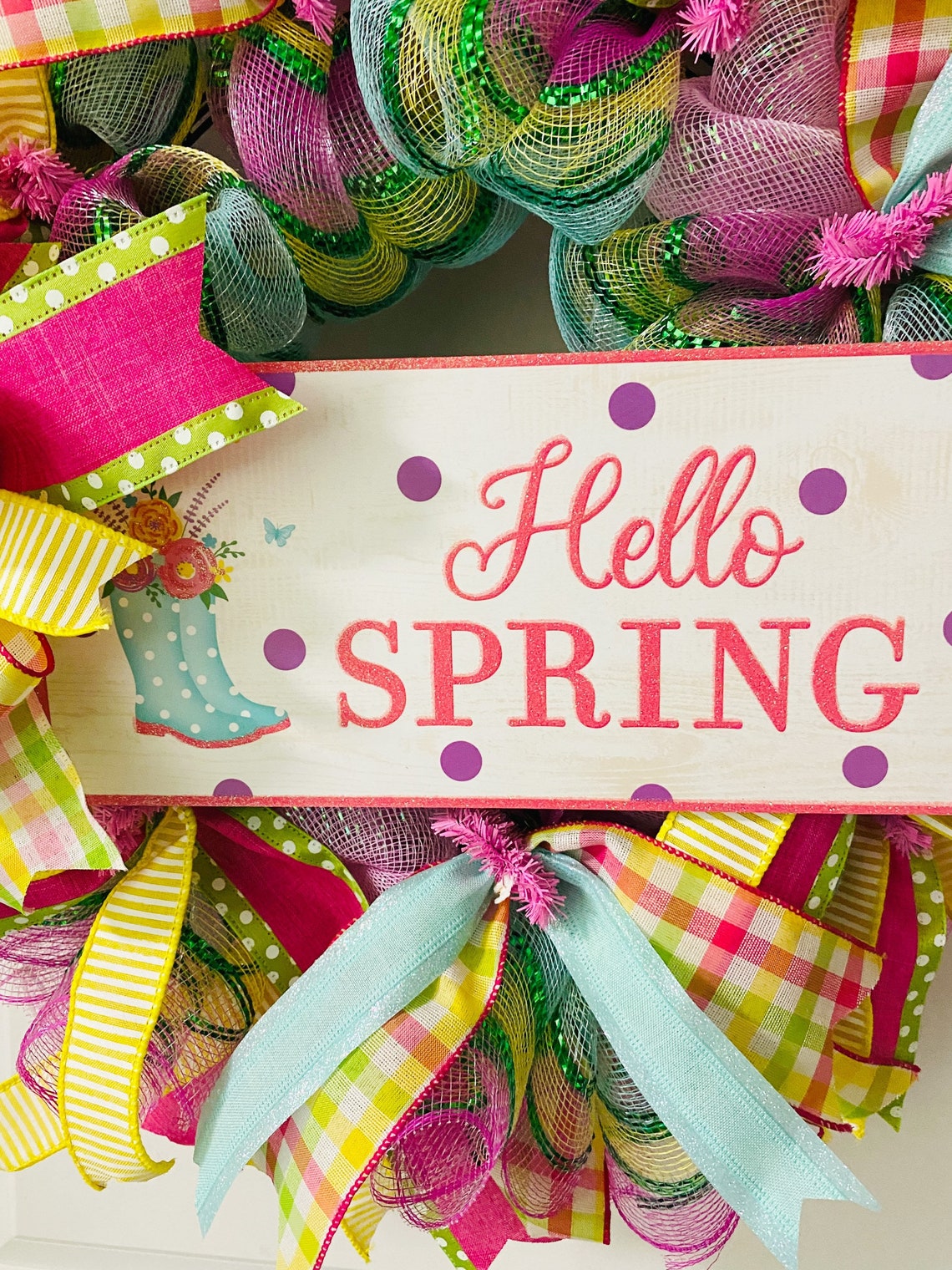 Hello Spring Wreath for Front Door Welcome Spring Spring - Etsy