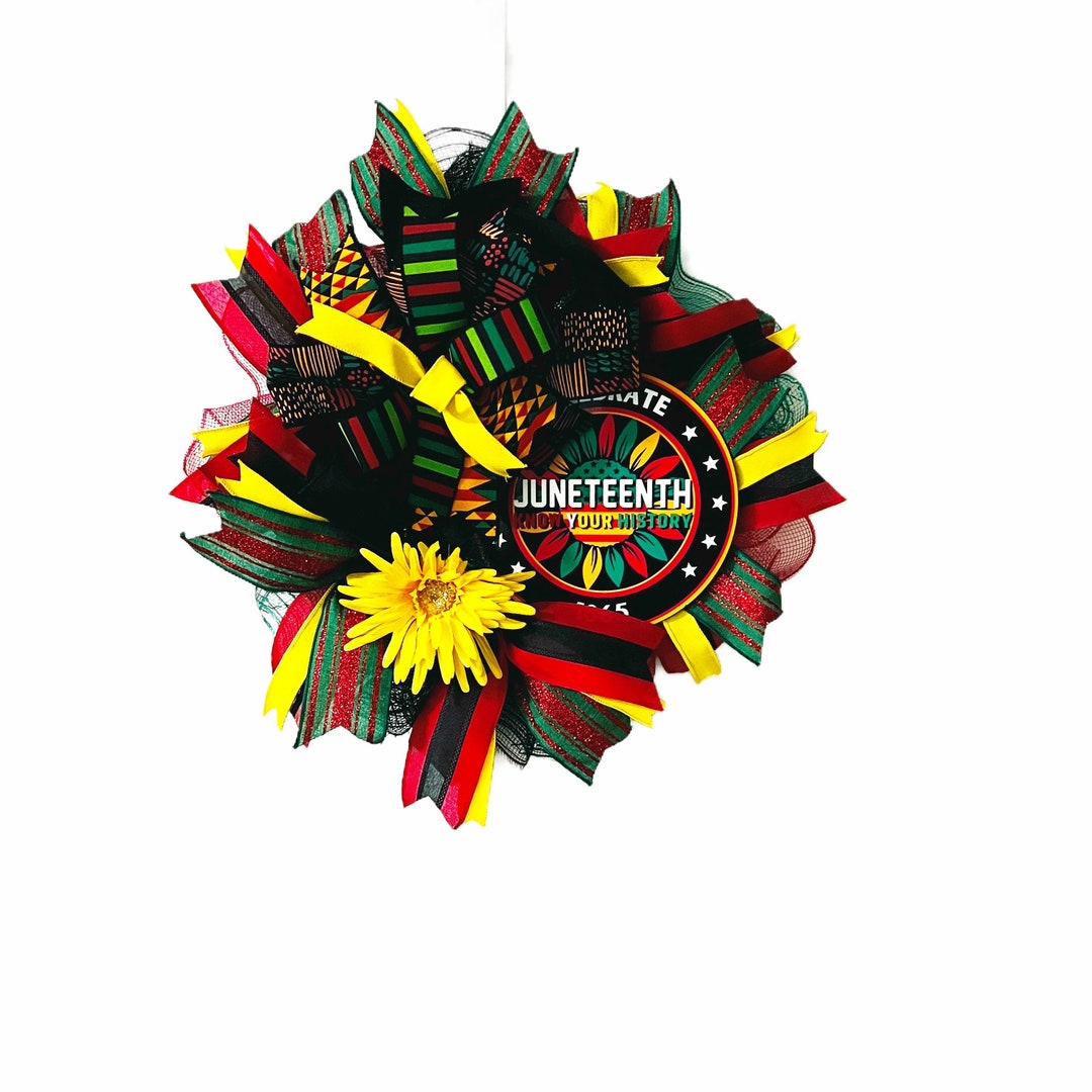 Juneteenth Celebration Wreath, Juneteenth Front Door Decor, Black ...