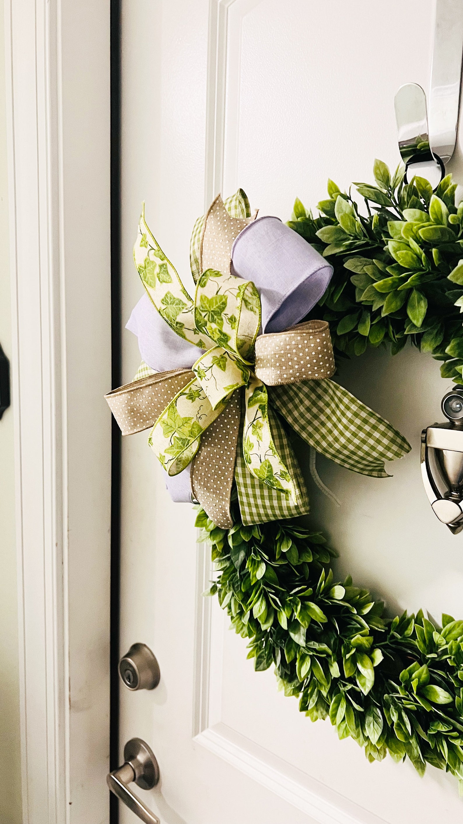 Neutral Green Ivy Vine Bow for Front Door Wreath, Lantern Bow, Spring ...