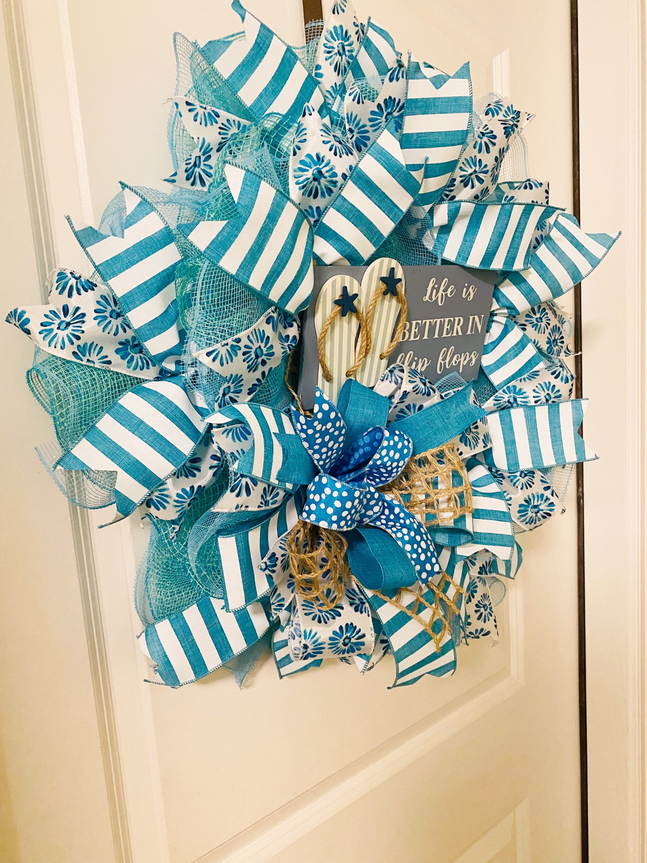 Life is Better in Flip Flops, Beach Wreath for Front Door, Coastal ...