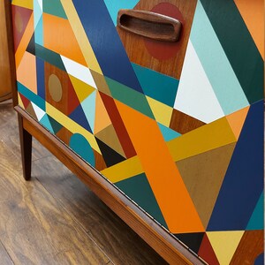 MADE TO ORDER, Bespoke Hand Painted Geometric Design, Mid Century Media ...