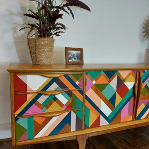 MADE TO ORDER, Bespoke Hand Painted Geometric Design, Mid Century ...
