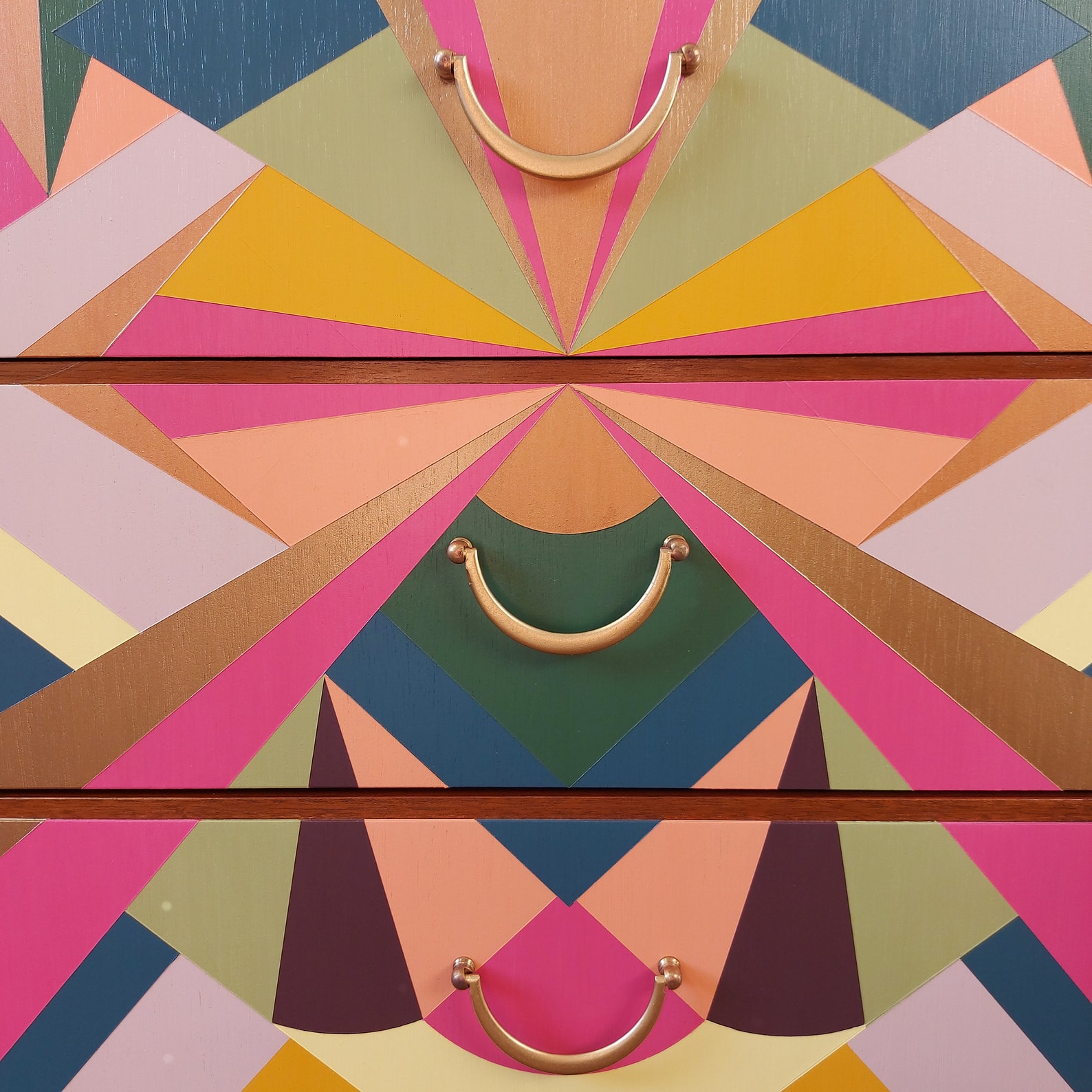 MADE TO ORDER Hand-painted Geometric Mid-century Tallboy Drawers ...