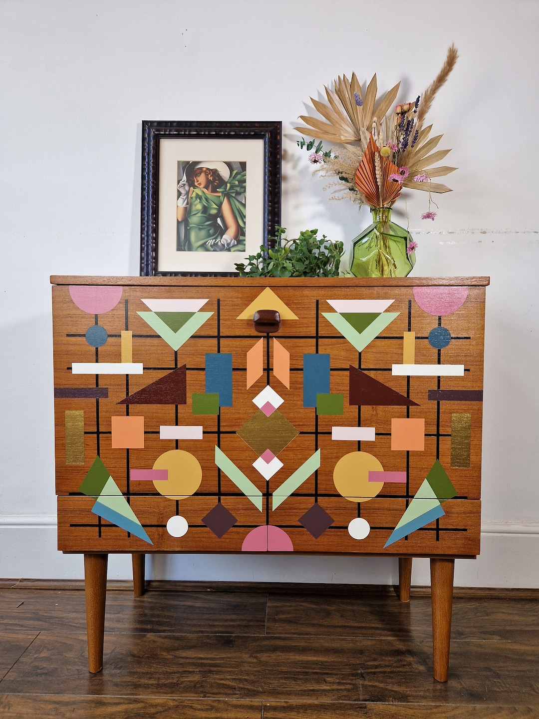 MADE TO ORDER, Bespoke Hand Painted Geometric Design, Mid Century ...