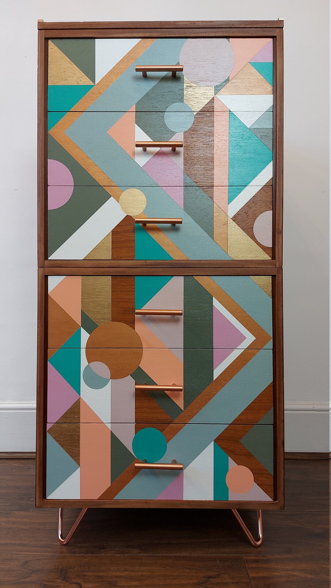 MADE TO ORDER, Bespoke Hand Painted Geometric Design, Mid Century ...