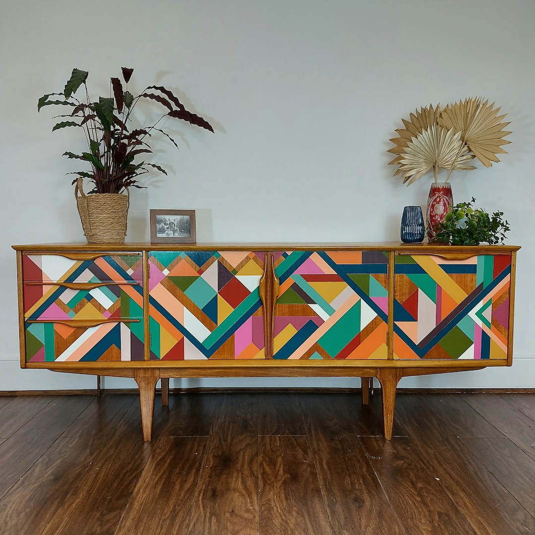 MADE TO ORDER, Bespoke Hand Painted Geometric Design, Mid Century ...