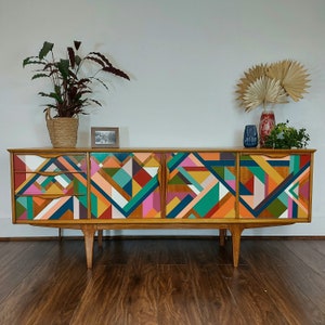 MADE TO ORDER, Bespoke Hand Painted Geometric Design, Mid Century ...