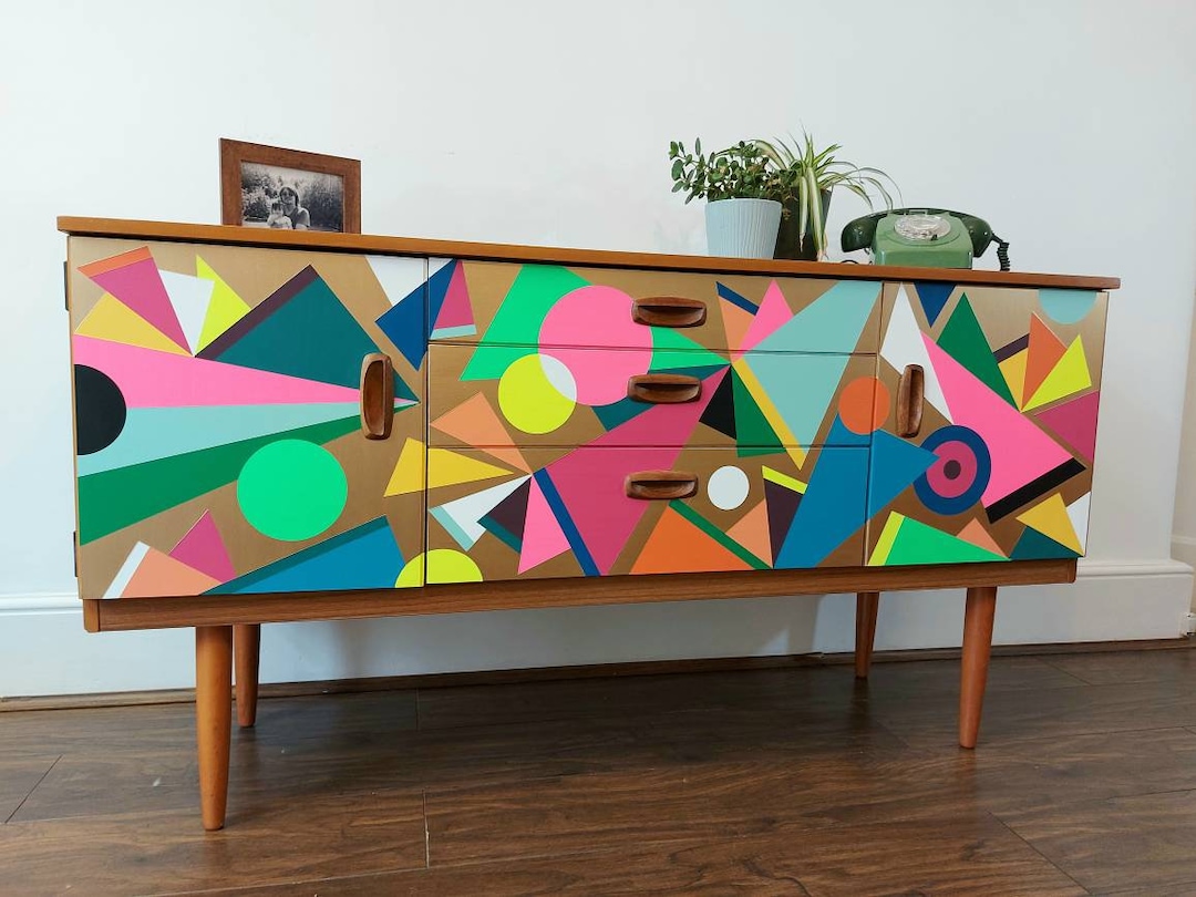 MADE TO ORDER, Bespoke Hand Painted Geometric Design, Mid Century ...
