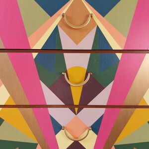 MADE TO ORDER Hand-painted Geometric Mid-century Tallboy Drawers ...