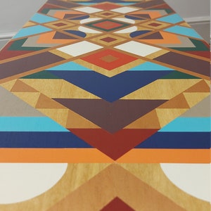 MADE TO ORDER Bespoke Hand Painted Geometric Design, Wooden Bench ...
